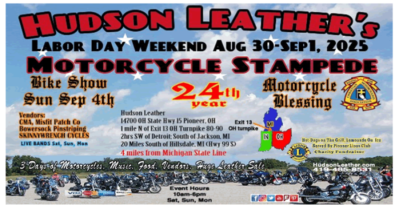 Hudson Leather 2025 Labor Day Motorcycle Stampede - CycleFish