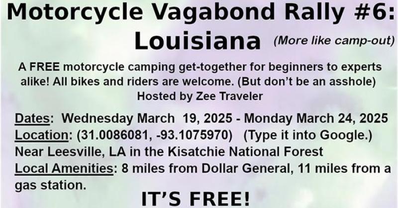 Motorcycle Vagabond Rally #6: Louisiana - CycleFish